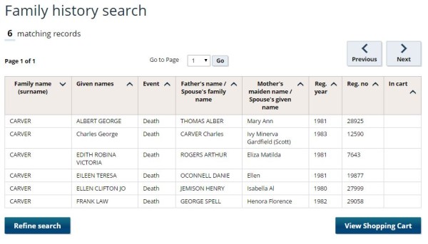 Victorian Registry of Births, Deaths and Marriages – Derek's Den